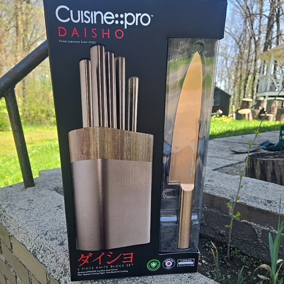 Daiso | Kitchen | Cuisine Pro Daiso Gold Knife Set With Block | Poshmark